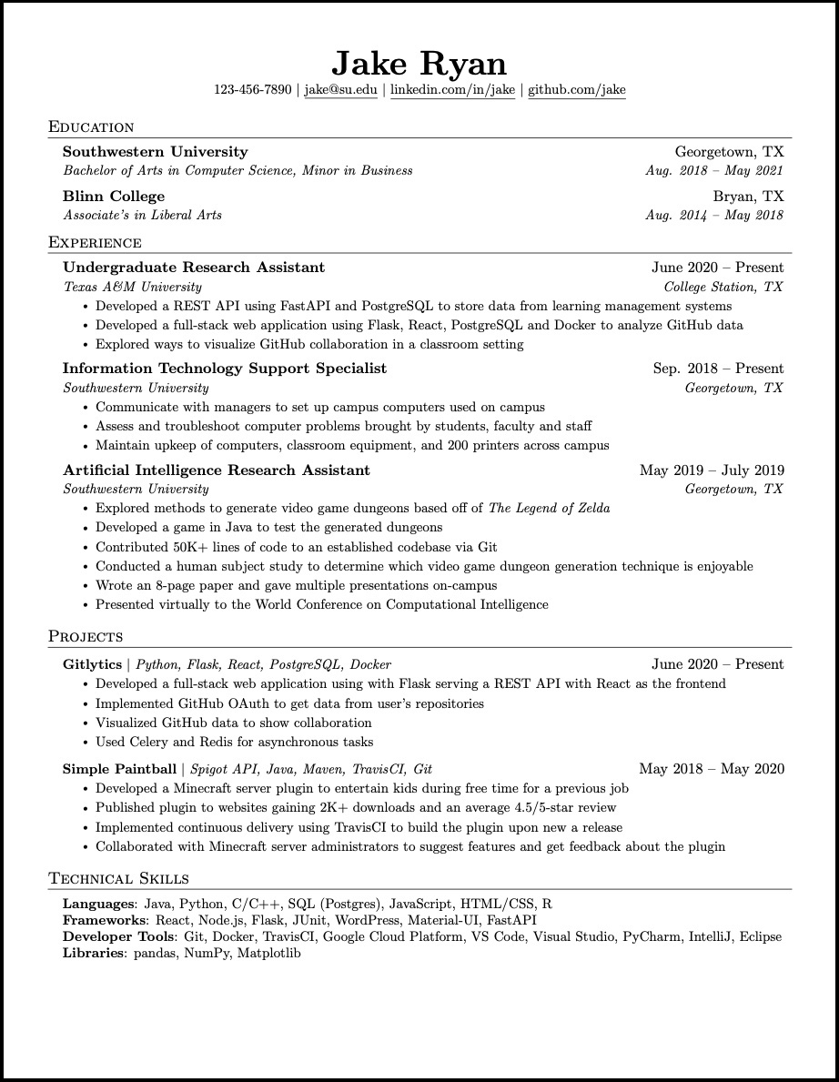 Chapter 6 Your Curriculum Vitae Getting Started With LaTeX